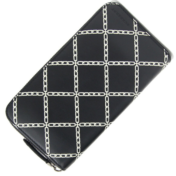 Burberry | Accessories | Burberry Round Long Wallet Black White Leather ...